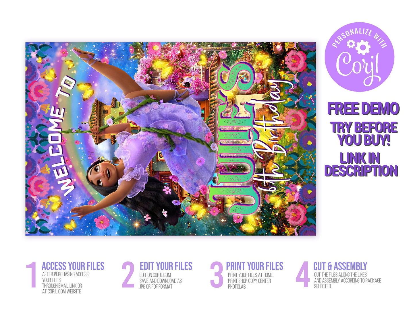 ENCANTO ISABELA WELCOME SIGN EDITABLE TEMPLATE – hellopinkpartyshop