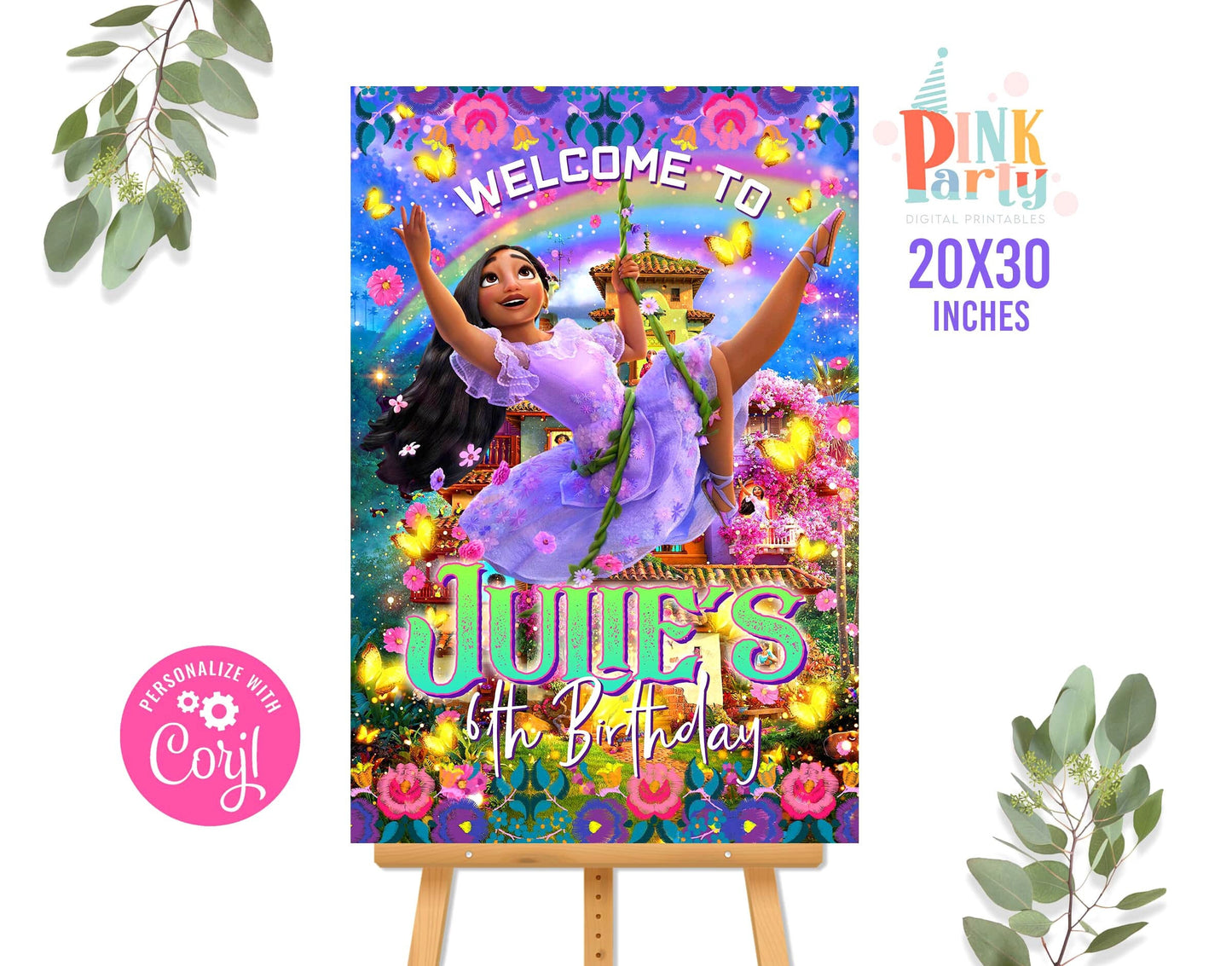 ENCANTO ISABELA WELCOME SIGN EDITABLE TEMPLATE – hellopinkpartyshop